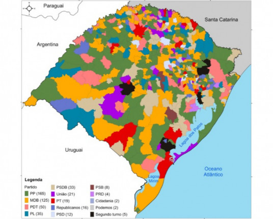 Confira o ranking dos prefeitos eleitos no RS por partido